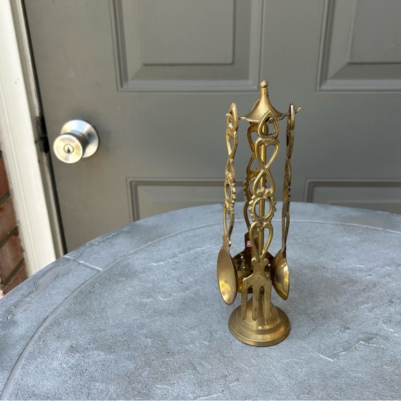 Accents | Vintage Elegant Brass Utensil Set With Stand Dcor | Poshmark